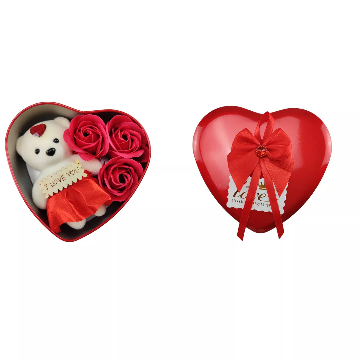 ДЕКОРАТИВНИ РОЗИ В МЕТАЛНА КУТИЯ СЪРЦЕ+МЕЧЕ/ И02-18723 - #395228 - Rumik